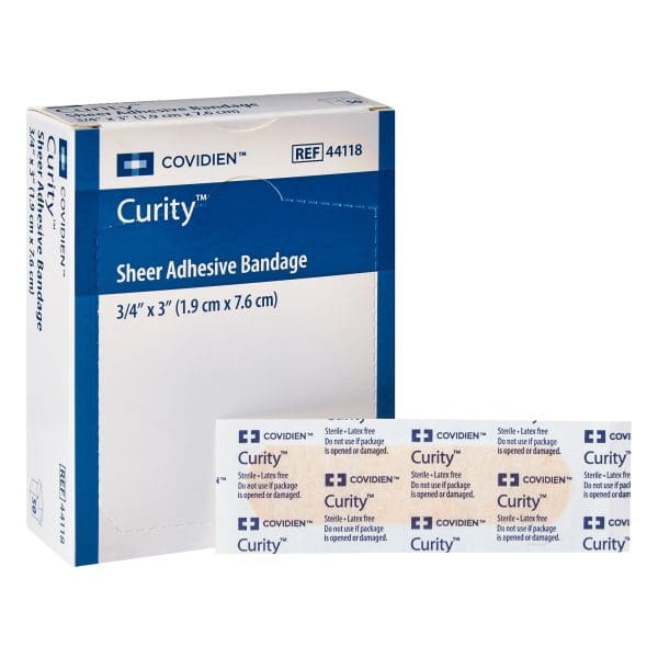 Adhesive Strip Curity™ 3/4 X 3 Inch Plastic Rectangle Sheer Sterile 50 ...